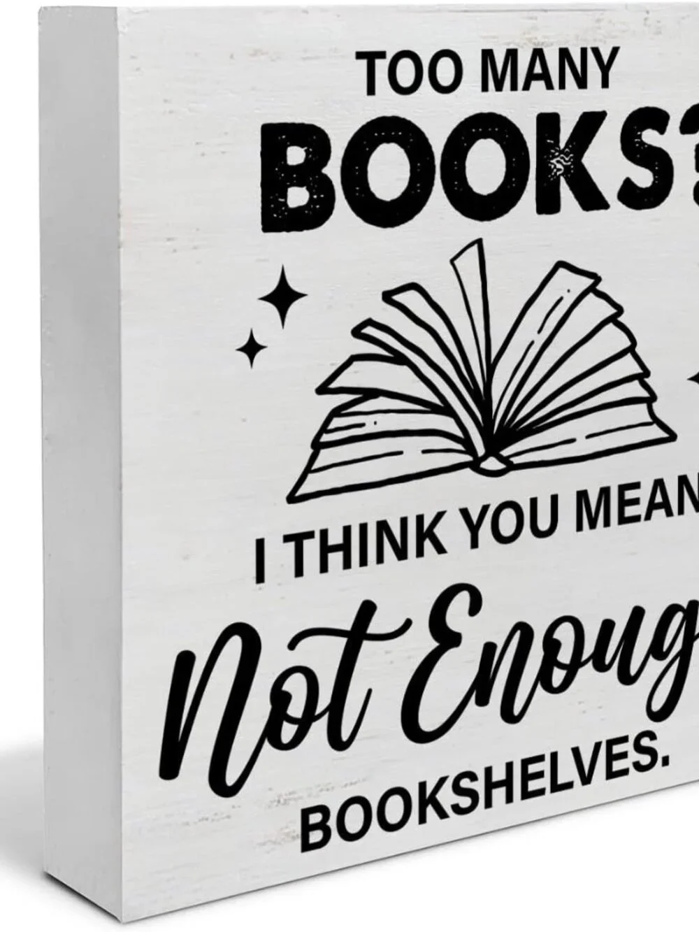 Accents | Bookshelf Wood Box Sign Decor Desk Sign Too Many Books Not ...